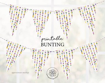 Mardi Gras Bunting Printable Banner Instant Download Party | Etsy