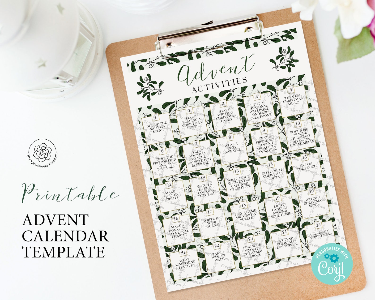 PRINTABLE Advent Calendar Advent Calendar Template Edit in | Etsy