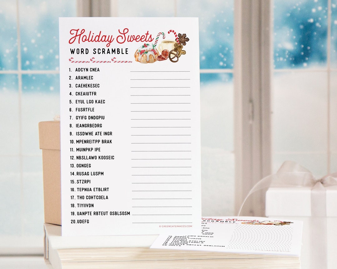 Holiday Sweets Word Scramble - PRINTABLE Downloadable Activity. Word ...