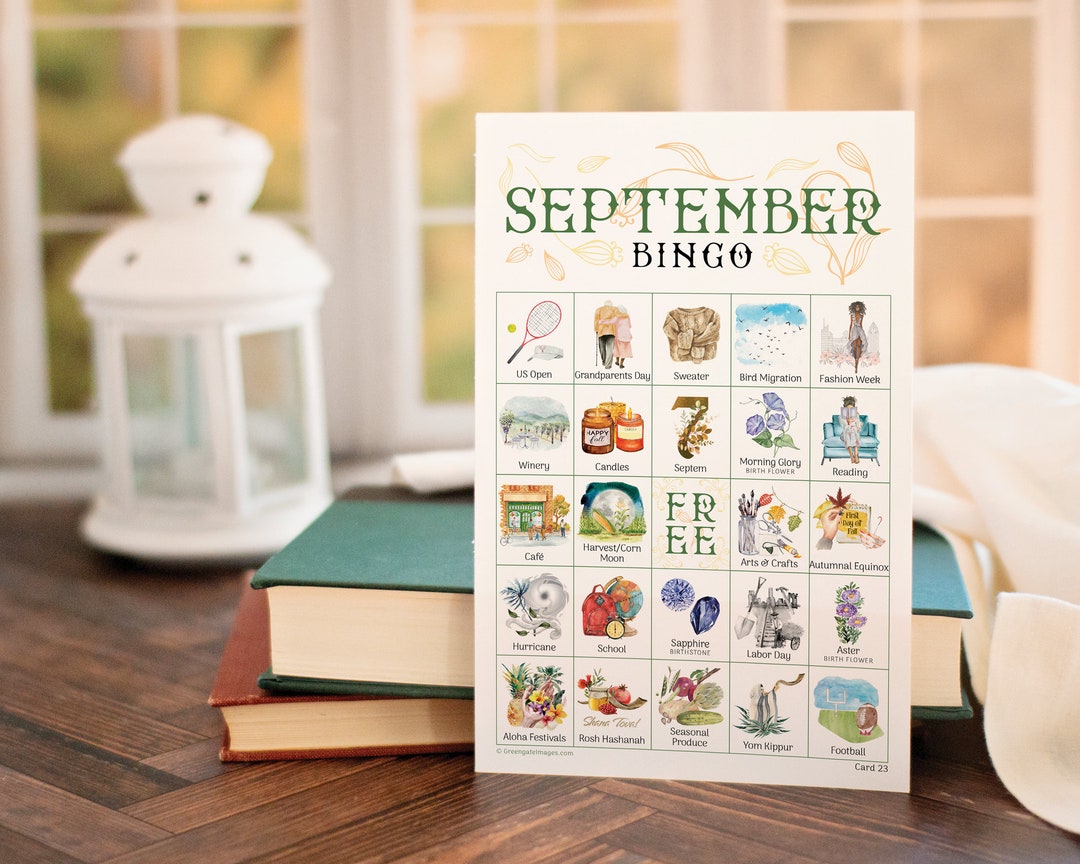 September Bingo - 50 PRINTABLE Unique Cards. Instant Digital Download ...