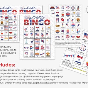 Patriotic Bingo Cards: Printable Bingo, 50 Cards, 4th of July Party ...