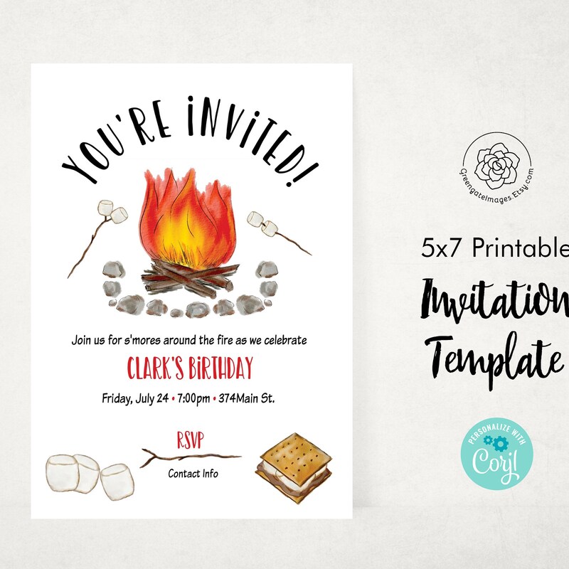 Campfire Invitations - Etsy