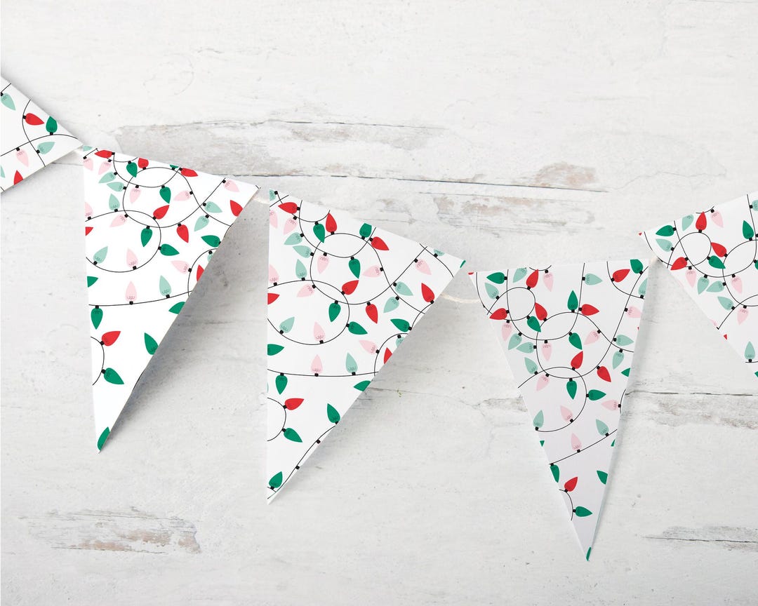 Christmas Light Bunting - PRINTABLE Banner, Instant Download, Christmas ...