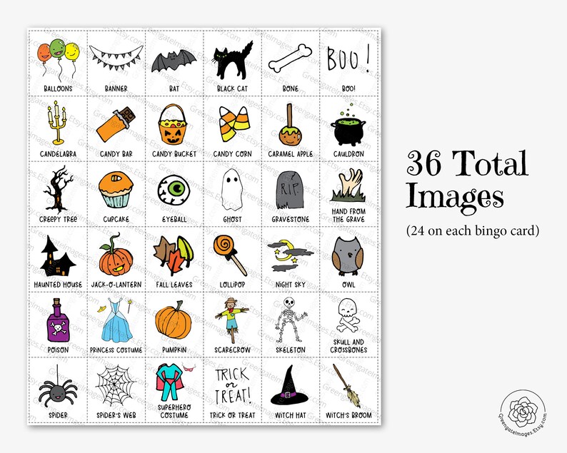 Custom Halloween Bingo: 50 Printable Bingo Cards With Labeled | Etsy