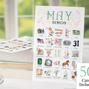 May Bingo - 50 PRINTABLE Unique Cards. Instant Digital Download PDF ...