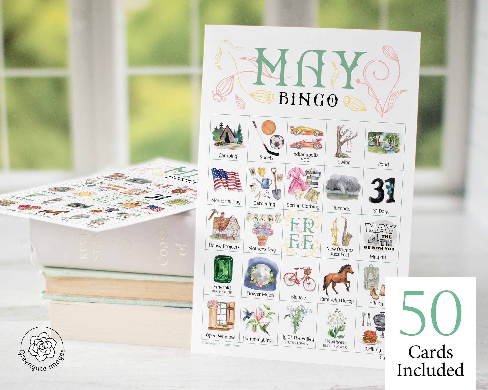 May Bingo - 50 PRINTABLE Unique Cards. Instant Digital Download PDF ...