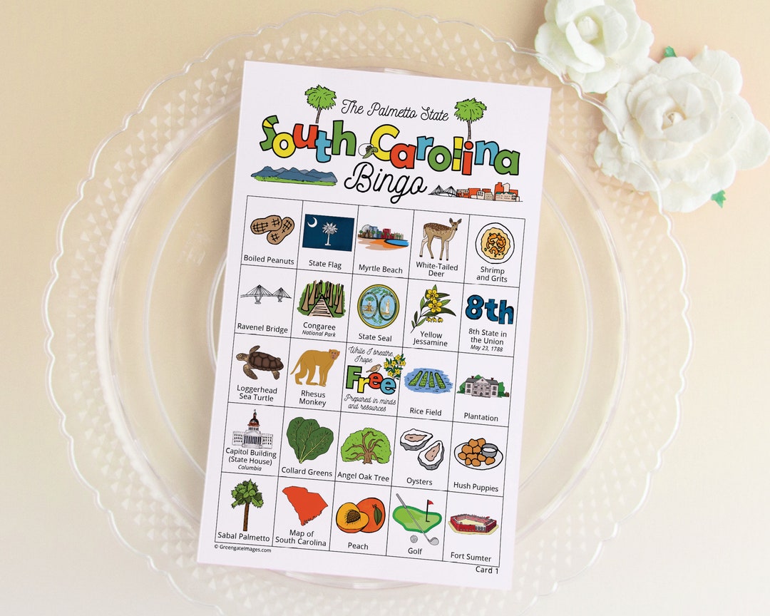 South Carolina Bingo Cards - 50 PRINTABLE Unique Cards. Download ...