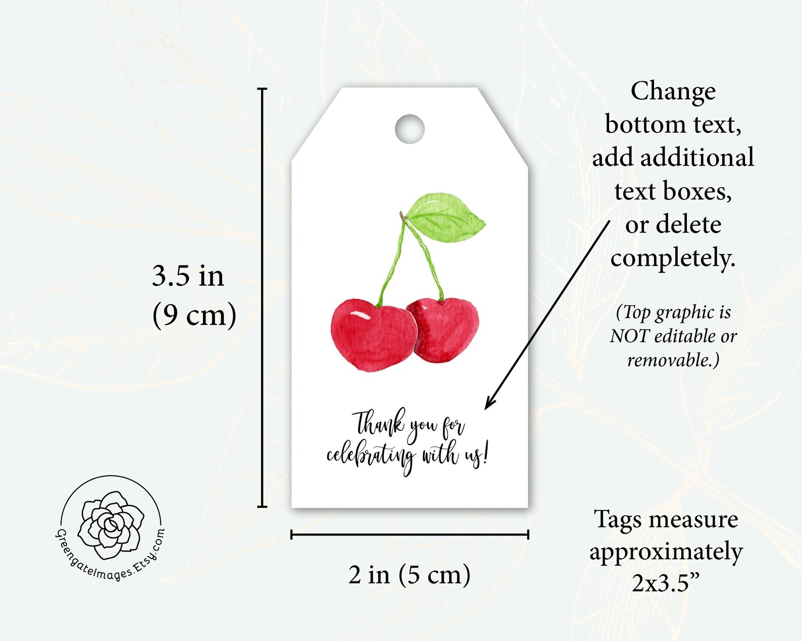 Cherry Gift Tags Printable Gift Tag Editable Corjl Favor - Etsy