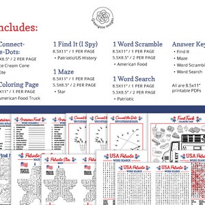 US Patriotic Activity Bundle - PRINTABLE Word Games & Puzzles for ...