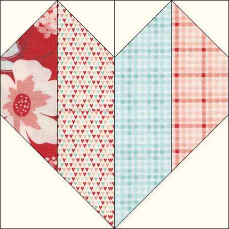 Striped Heart Quilt Block Pattern | Beginner-friendly | Digital PDF ...
