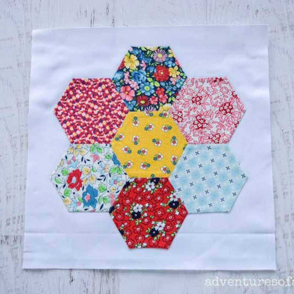Hexagon Flower Quilt Pattern | Digital Quilt Pattern | Hexie Flower ...