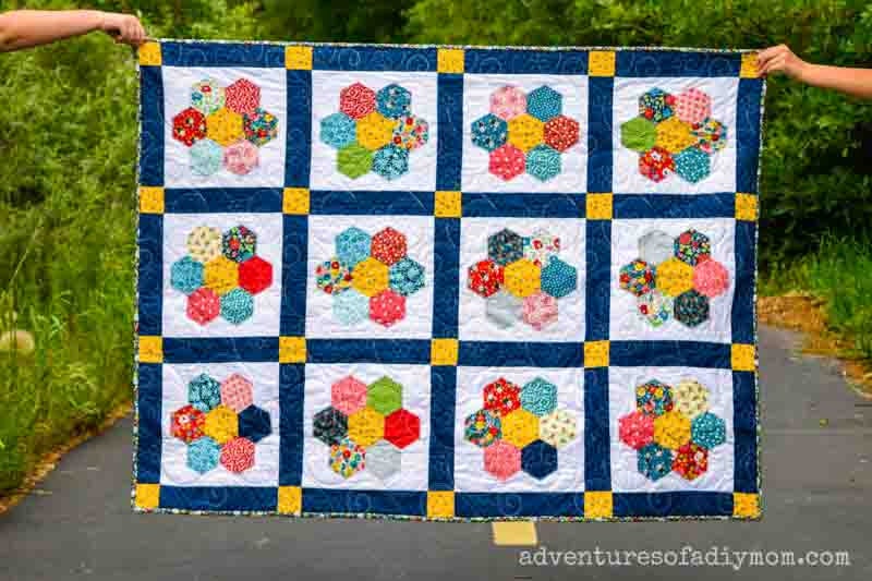 Hexagon Flower Quilt Pattern | Digital Quilt Pattern | Hexie Flower ...