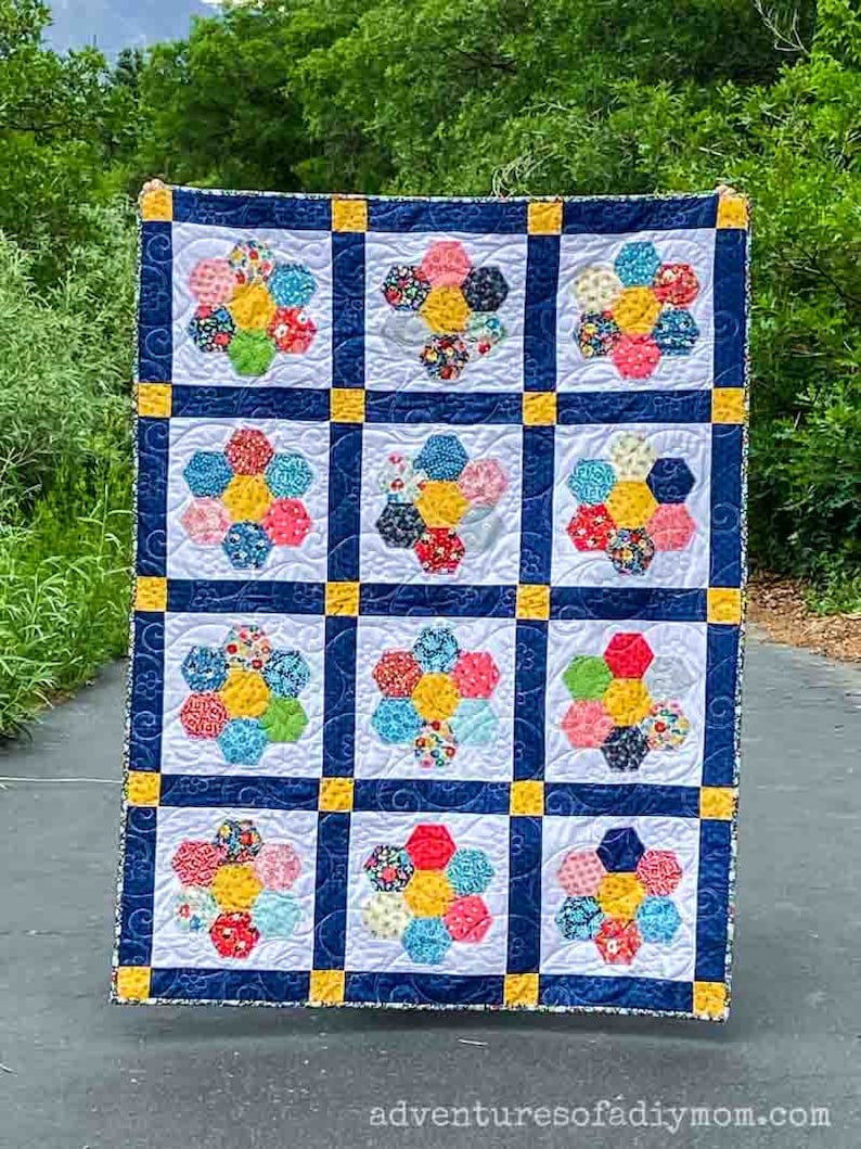 Hexie Flower Quilt Pattern: English Paper Piecing (PDF Download) - Etsy