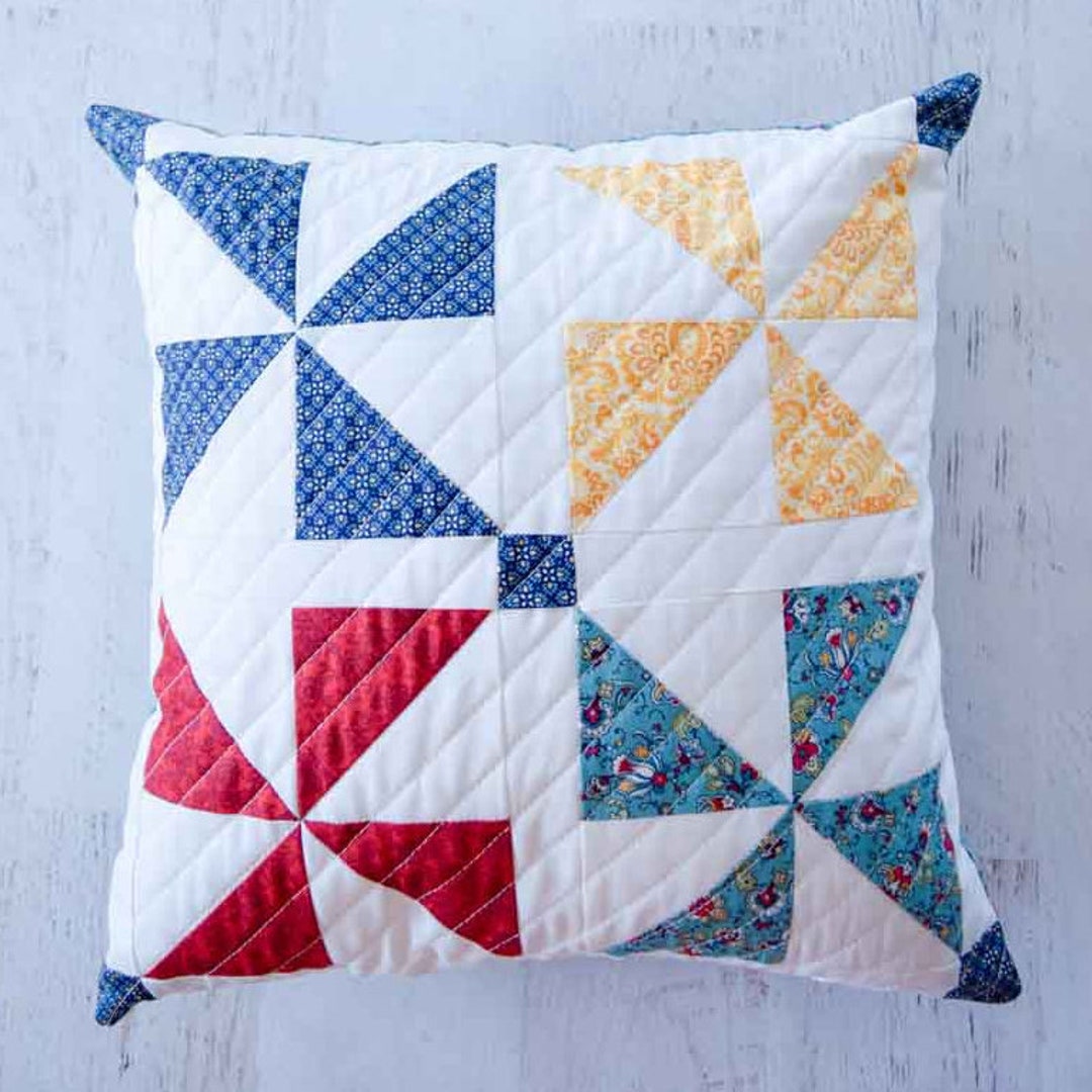 Pinwheel Pillow Pattern | Digital Sewing Instructions | Beginner Sewing Pattern | Quilted Pillow ...