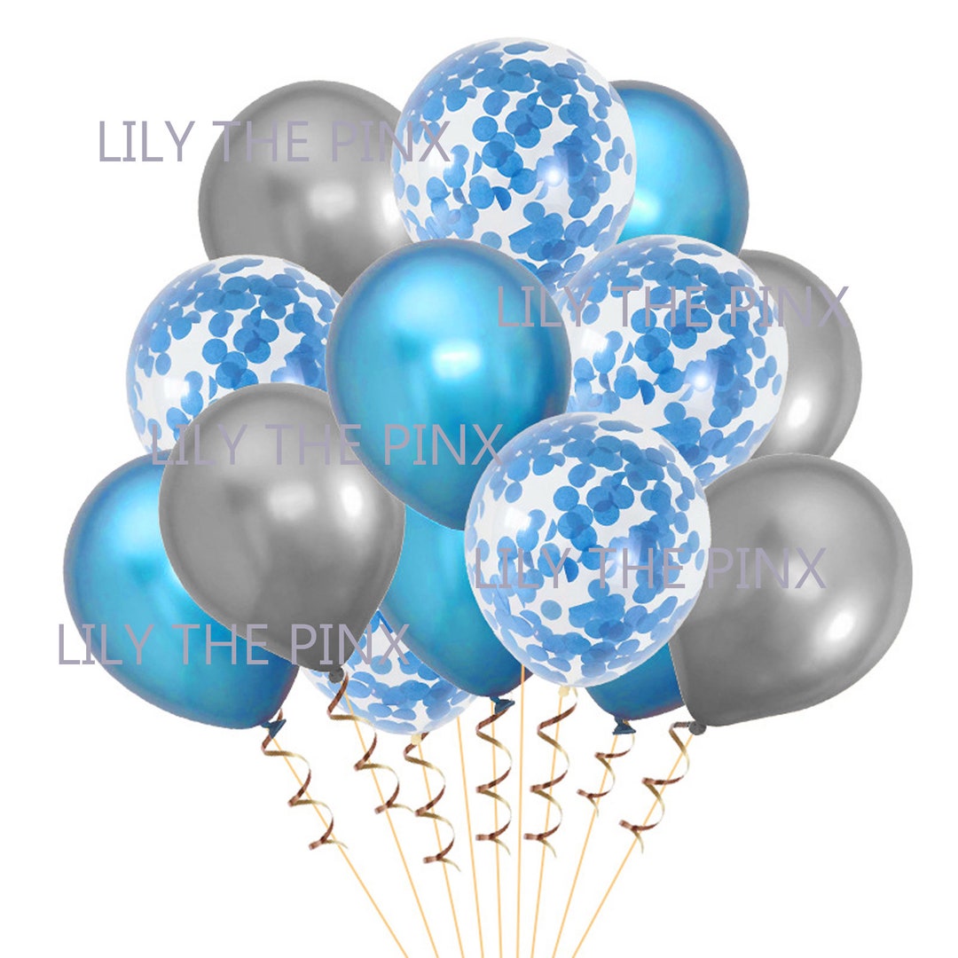 15 TURQUOISE Blue & Silver Party Balloons 5 Turquoise Metallic, 5 ...