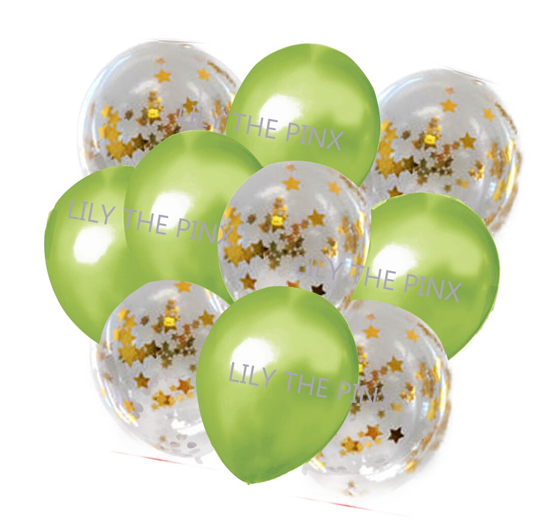 10 Pack LIME Green & GOLD STAR Balloons 5 Metallic Plain Lime Green ...