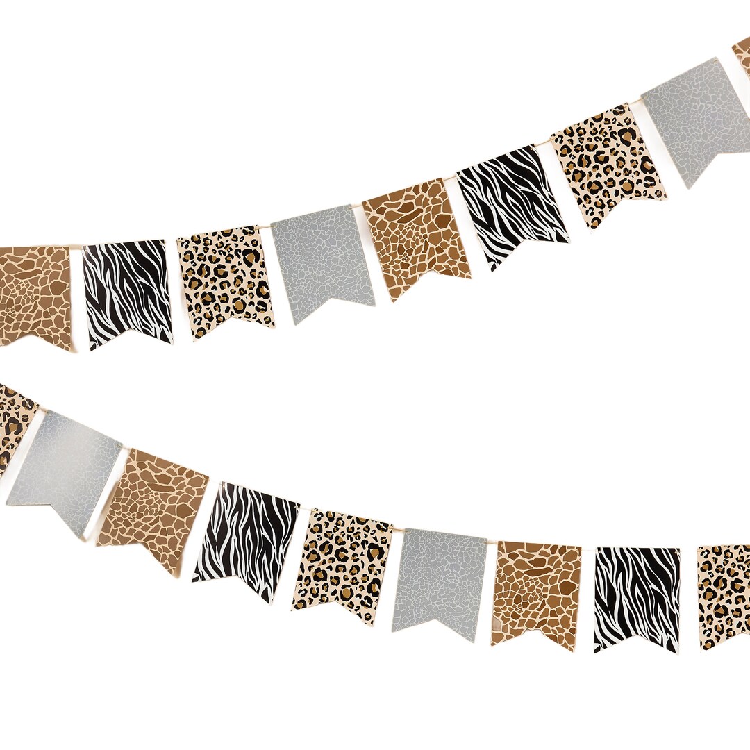 Jungle SAFARI ANIMAL PRINT Card Flag Bunting. Great for a Jungle Party ...