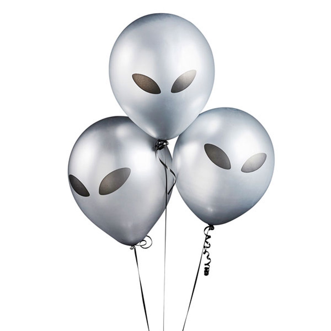 FABULOUS ALIEN BALLOONS Black & Silver Childrens Birthday Party Space ...