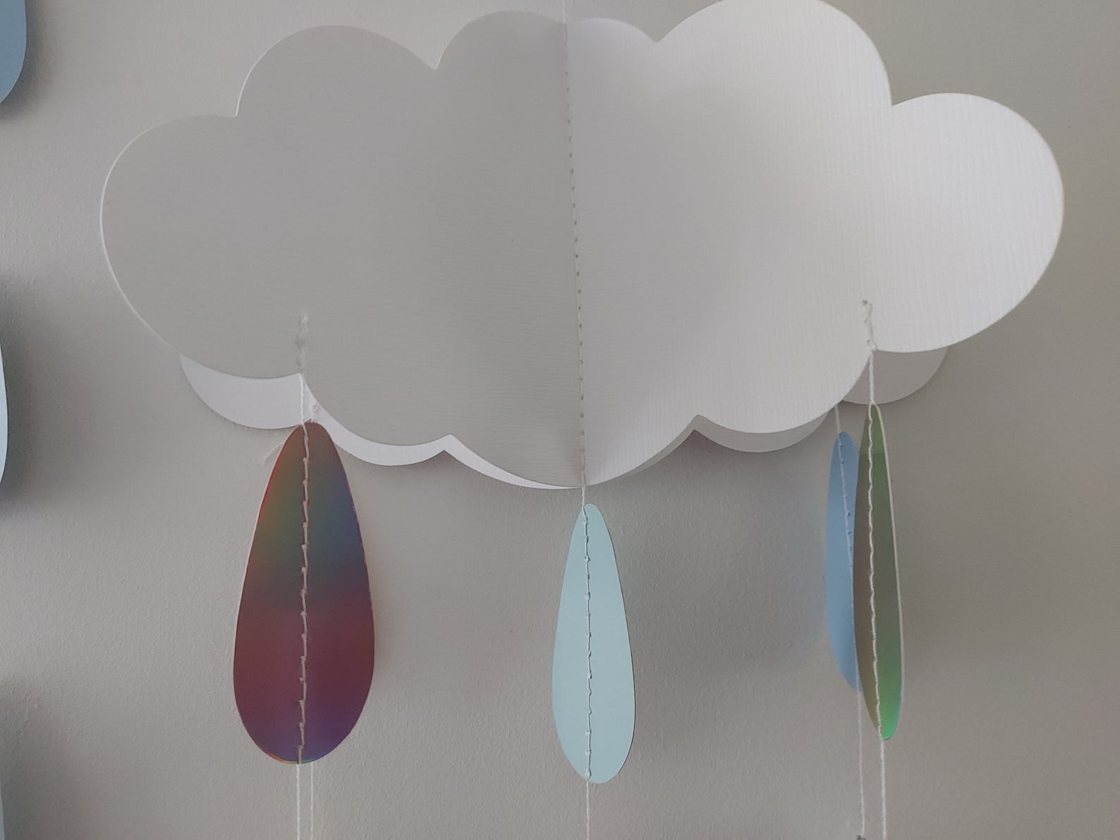2 Large mobiles clouds with falling multi colourded rain drops | Etsy