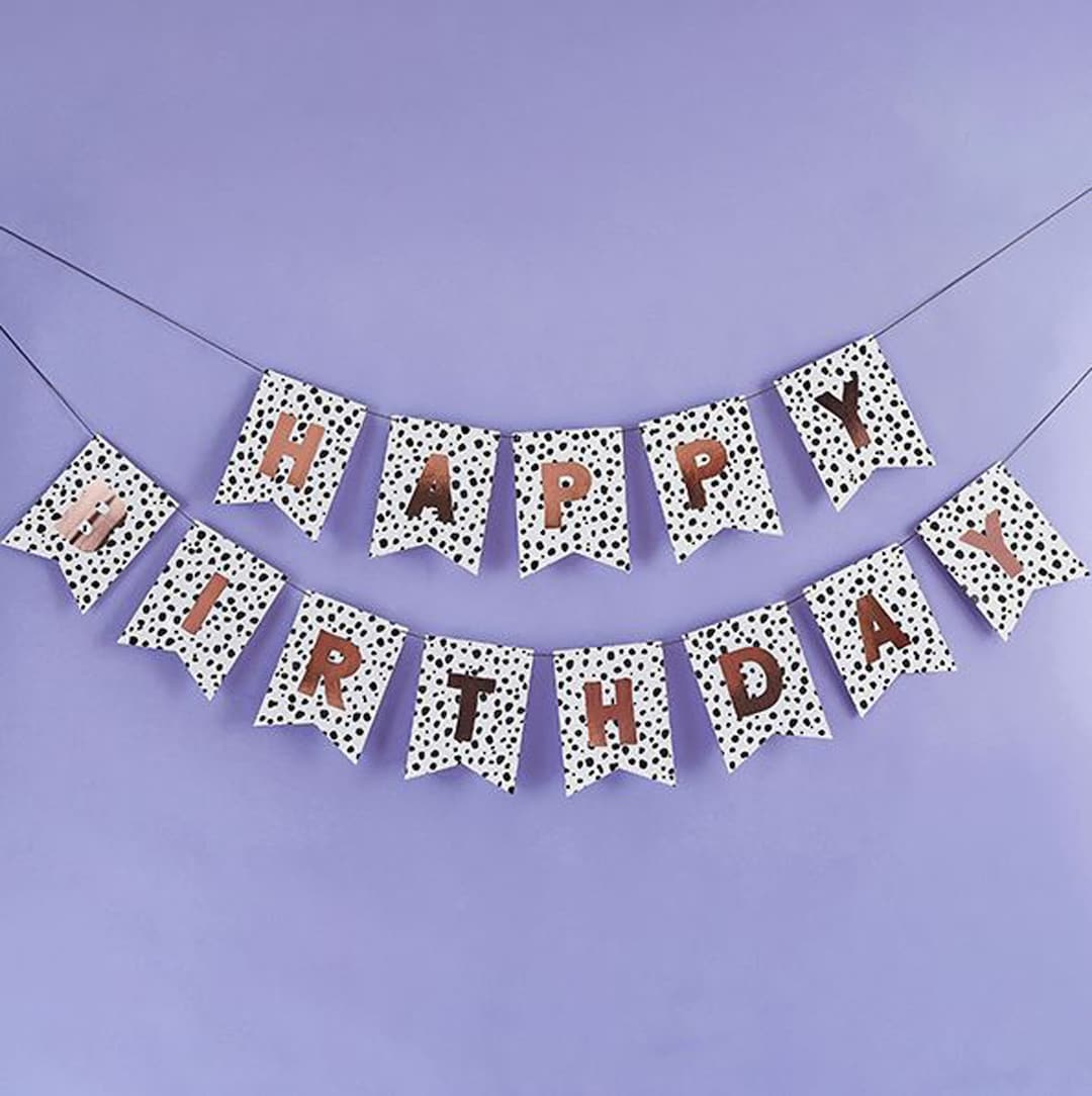 DALMATION SPOT BANNER Birthday Party Foiled Lettering Celebration ...