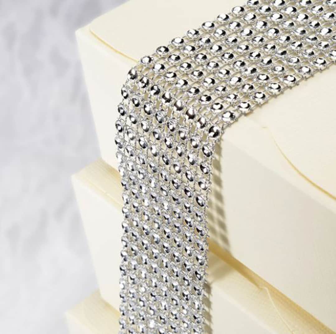 SILVER DIAMANTE CRAFT Sheet 8 Rows of Sparkling Rhinestone Diamante ...