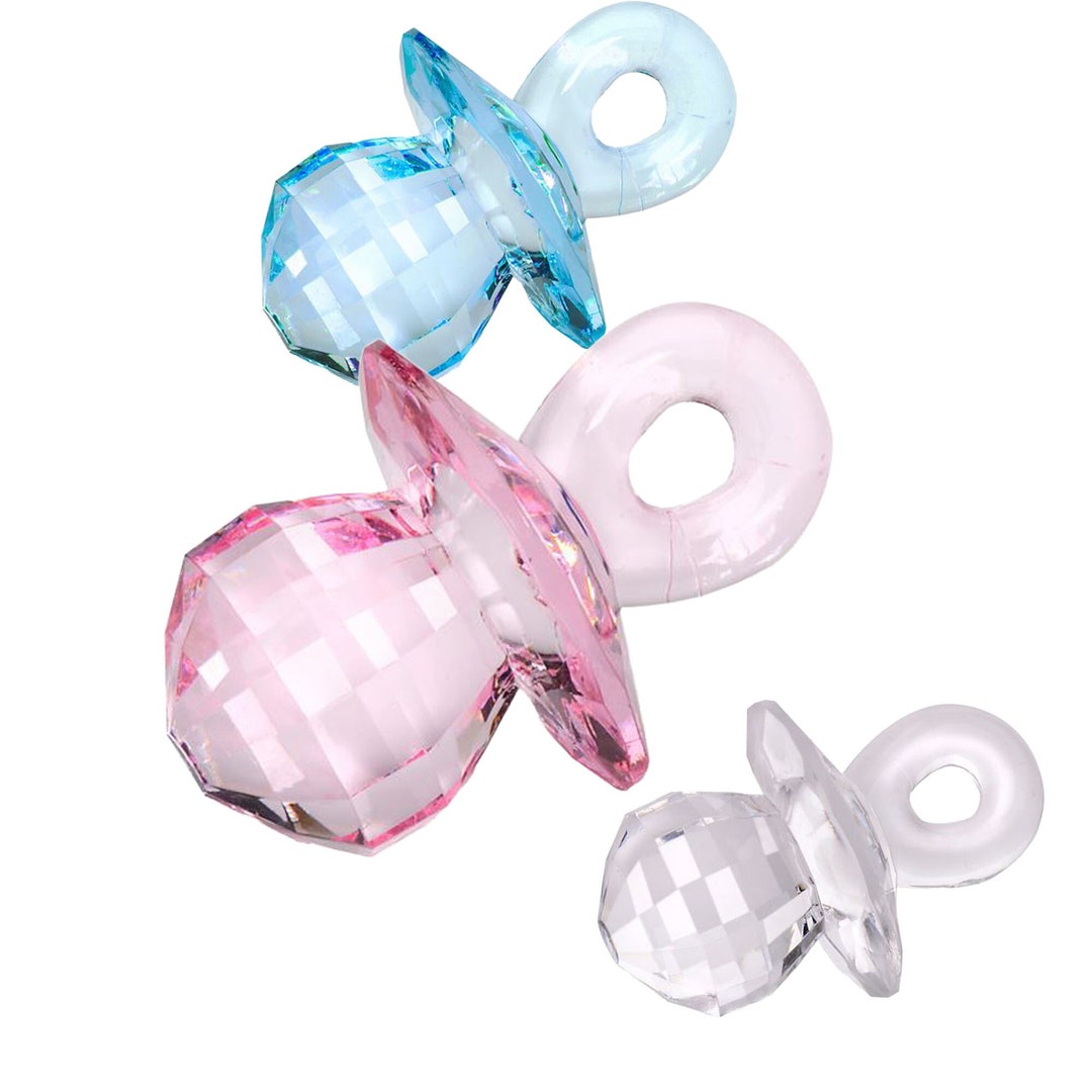 6 BABY SHOWER Dummy Soother CAKE Toppers Transparent and Faceted Fora ...
