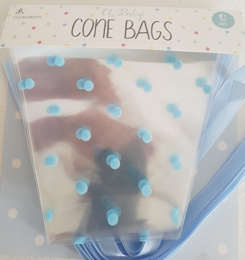 Spotty PASTEL BLUE SWEET cones with matching ribbon. 10 pack | Etsy