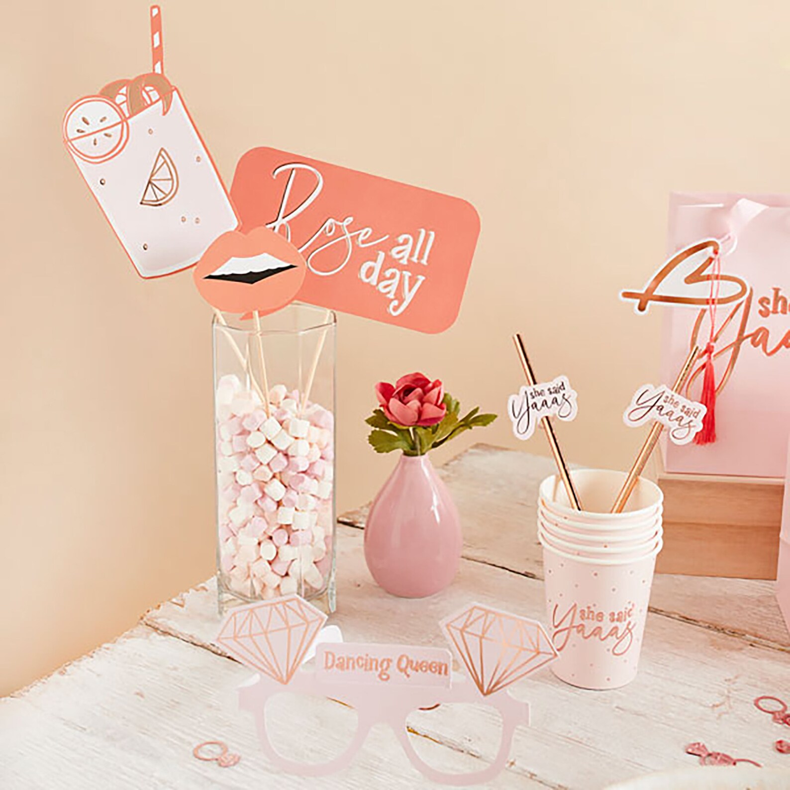 Hen Party ROSE GOLD & GOLD Photo Booth Prop Kit. Designed to Jazz up ...
