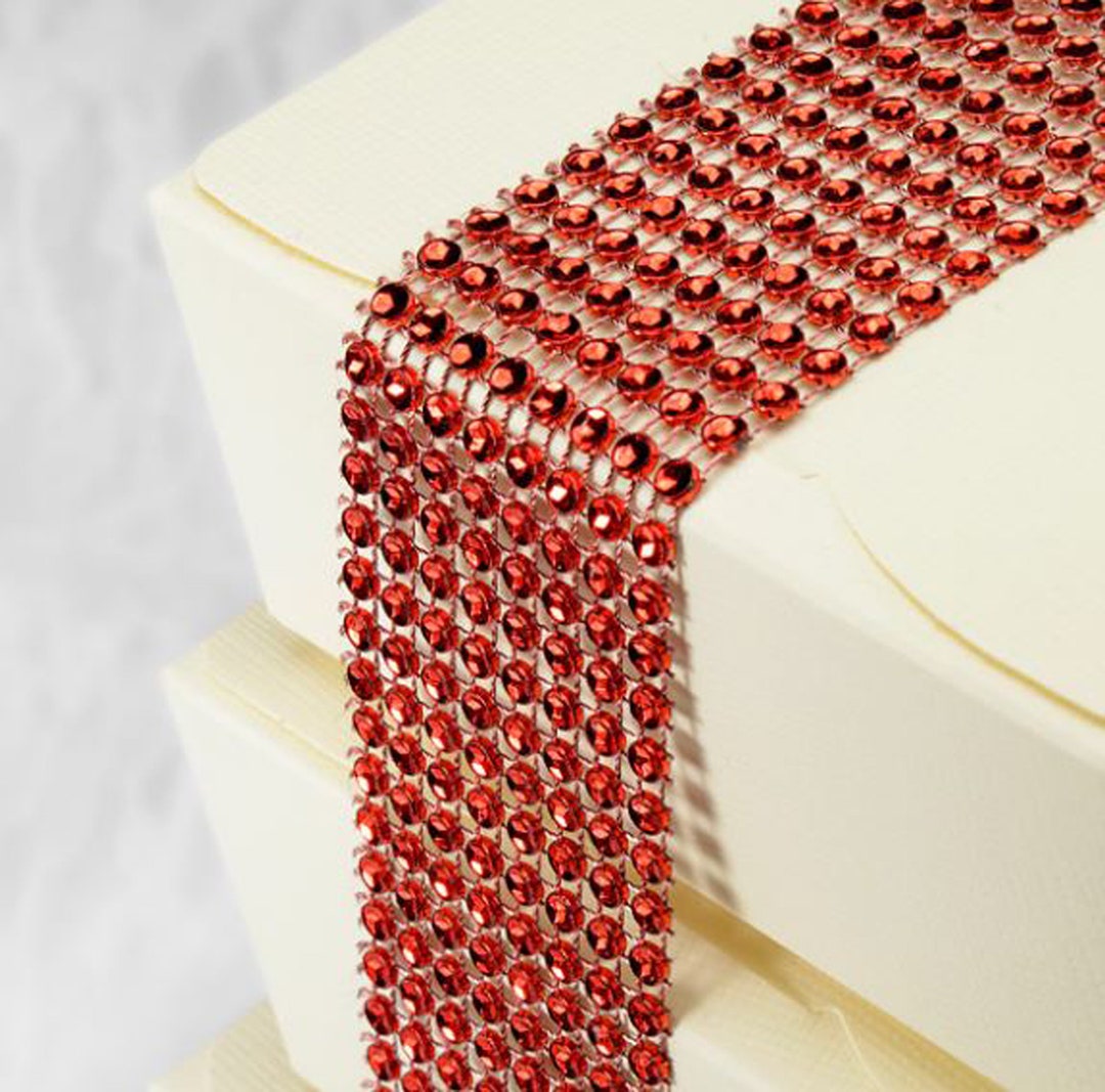 RED DIAMANTE CRAFT Sheet 8 Rows of Sparkling Rhinestone Diamante Strips ...