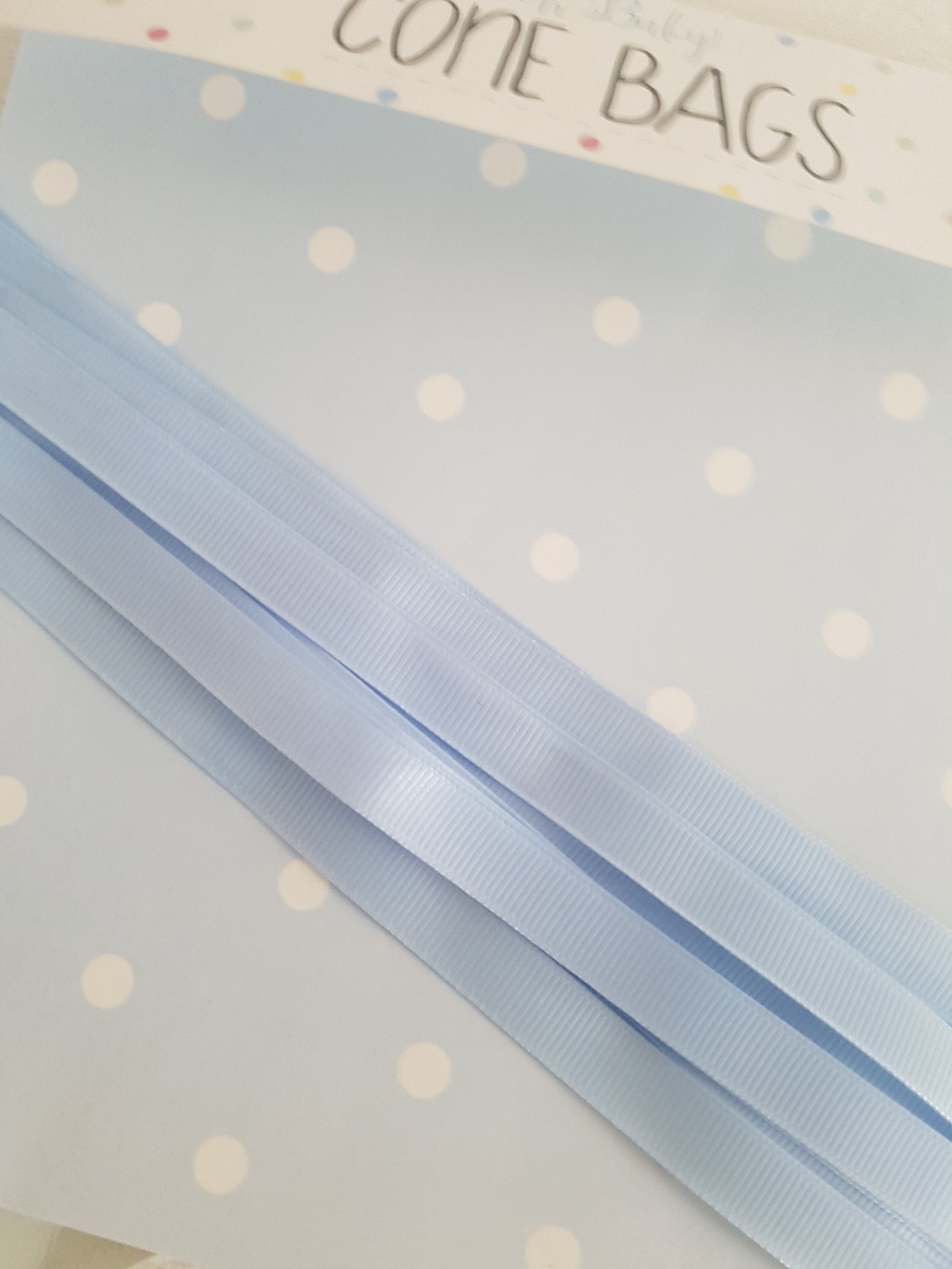 Spotty PASTEL BLUE SWEET cones with matching ribbon. 10 pack | Etsy