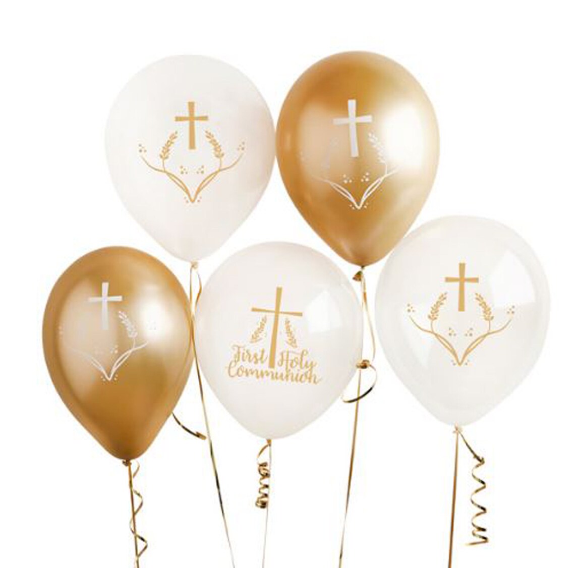 5 LARGE 1st HOLY COMMUNION Balloons Gold & White Each Balloon | Etsy