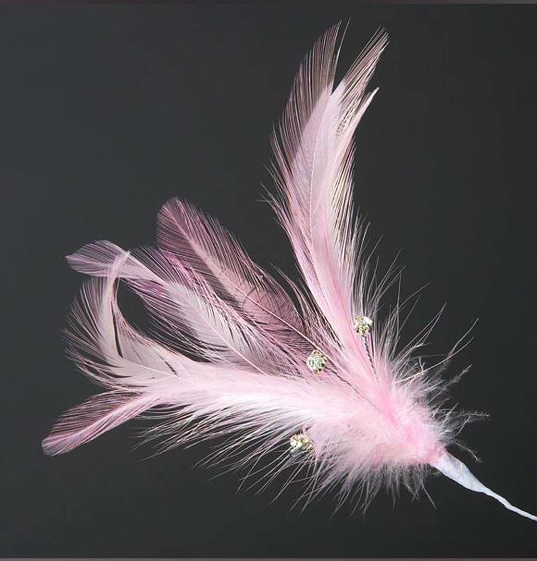 Pack of 6 Baby PINK Real FEATHERS With DIAMANTES Great for Crafting ...