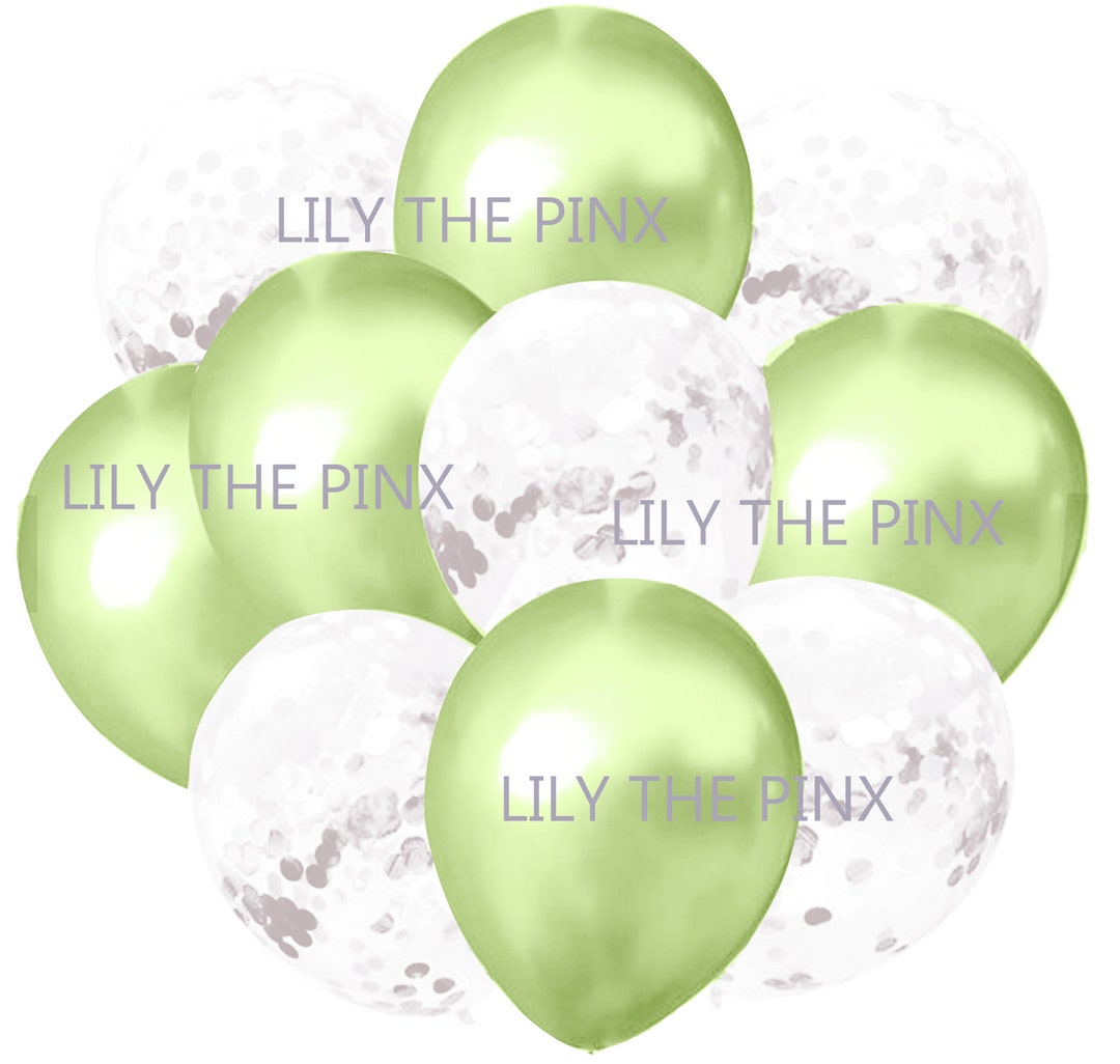 10 Pack APPLE GREEN & WHITE Balloons 5 Metallic Apple Green 5 White ...
