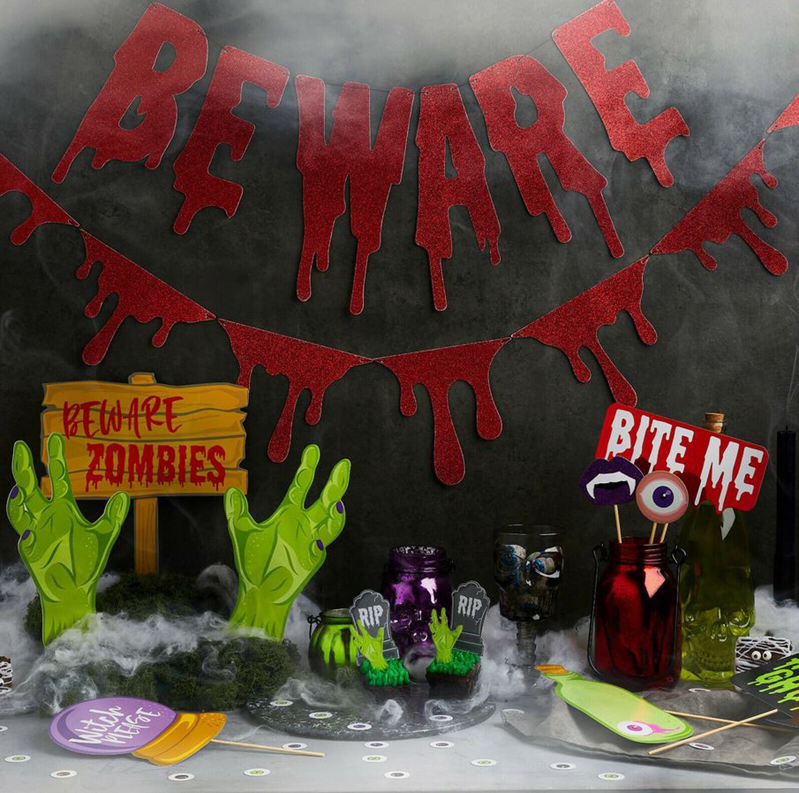 KEEP OUT HALLOWEEN Window Clings Dripping Blood Goo Lots of Creepy to ...