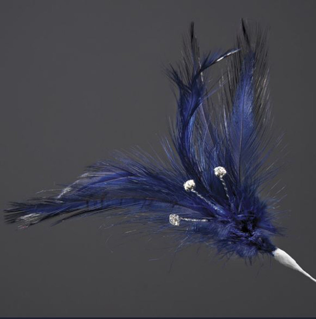 Pack of 6 NAVY Blue Real FEATHERS With DIAMANTES Great for Crafting ...