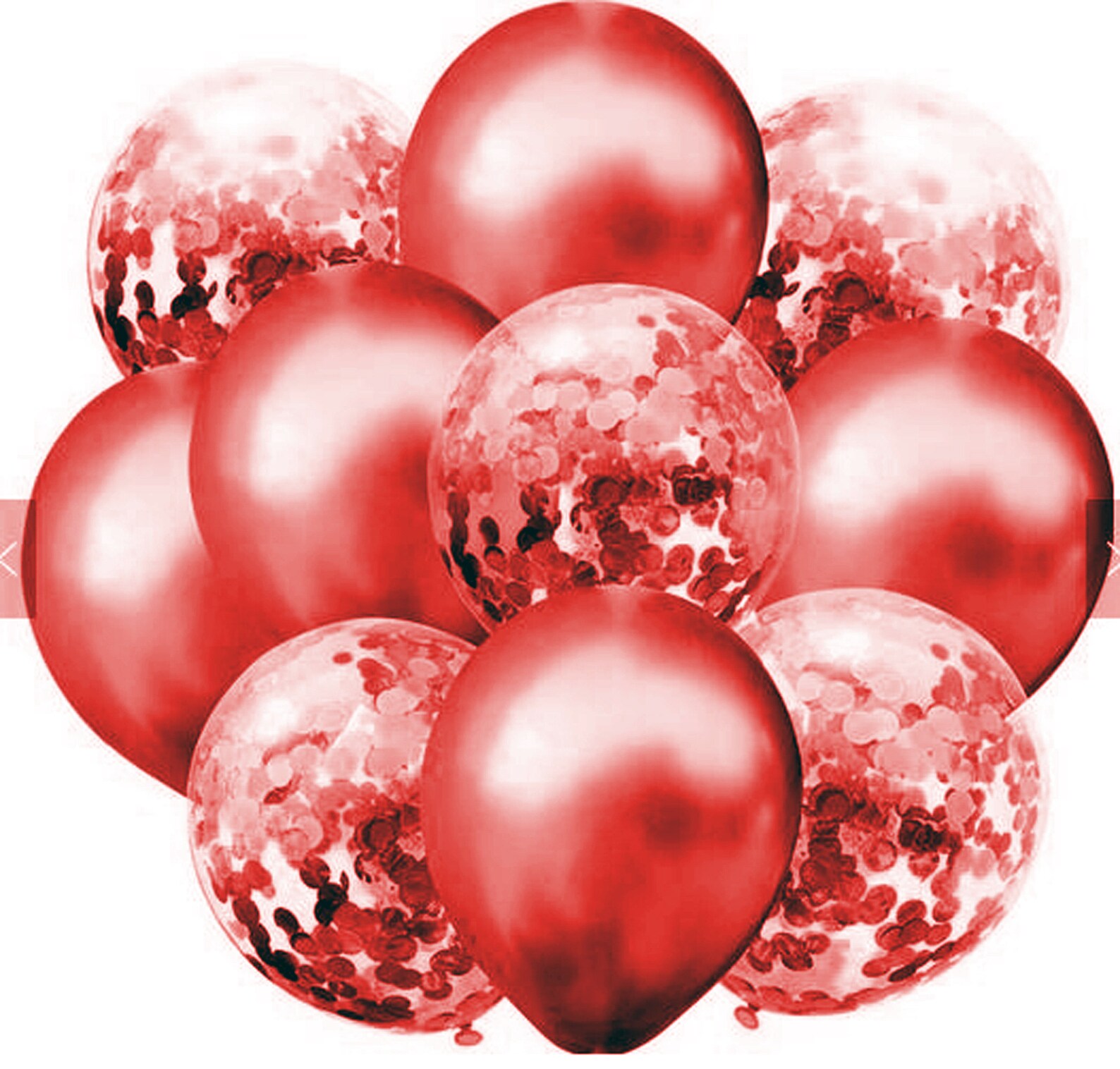10 Pack of Red Balloons 5 Metallic Red and 5 Red Confetti - Etsy UK