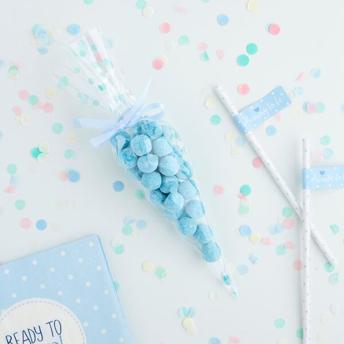 Spotty PASTEL BLUE SWEET cones with matching ribbon. 10 pack | Etsy