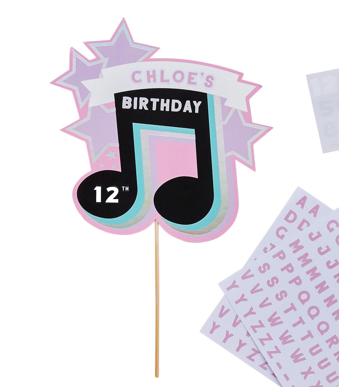 FREE POSTAGE Custom Name Musical Note Cake Topper Jazzy Birthday Party ...