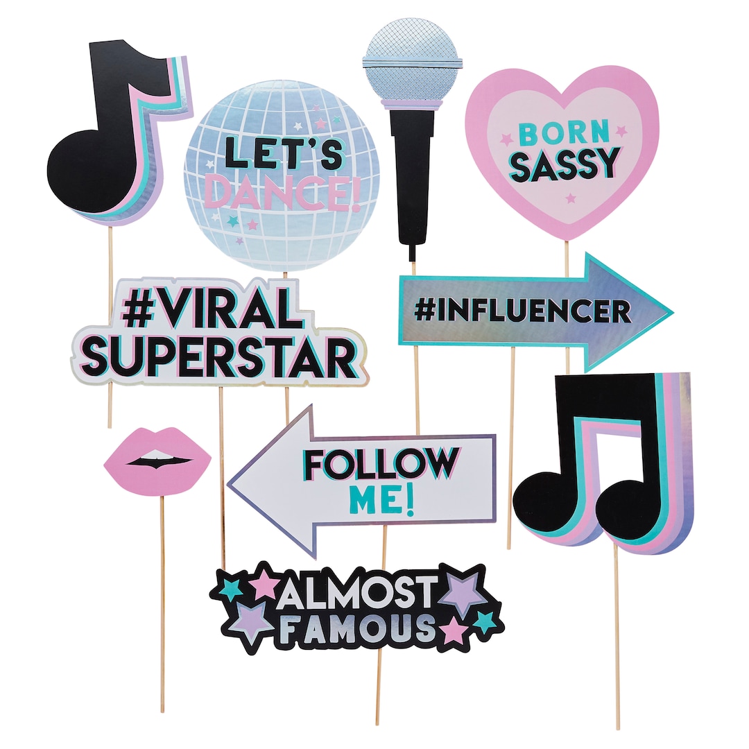 DANCE Disco PARTY IRIDESCENT Let's Dance Musical Photo Booth Prop Kit ...