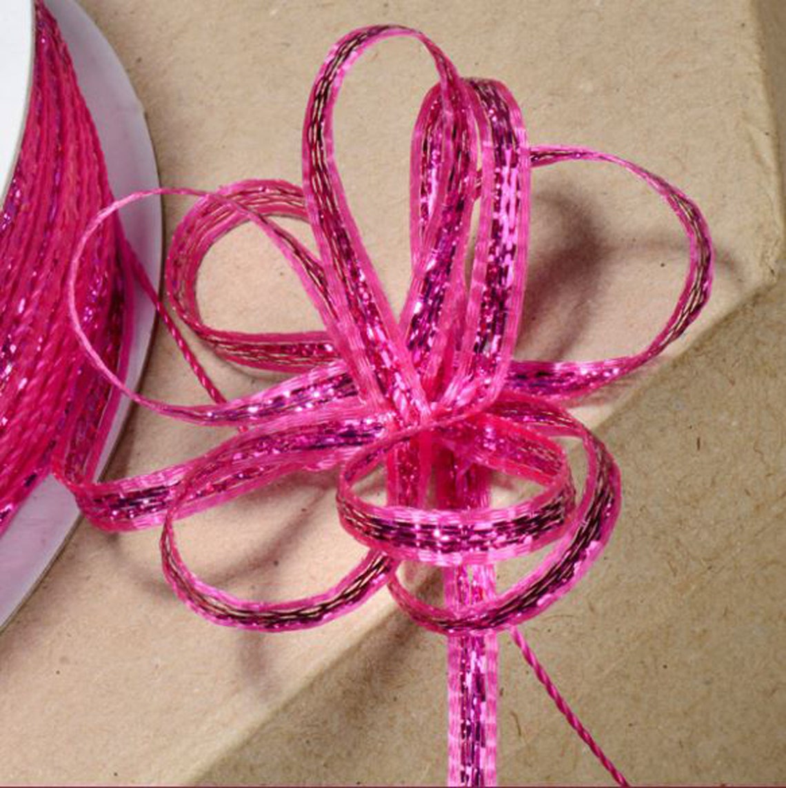 FUCHSIA PINK RIBBON fuchsia iridescent 3mm x 25 meters for | Etsy