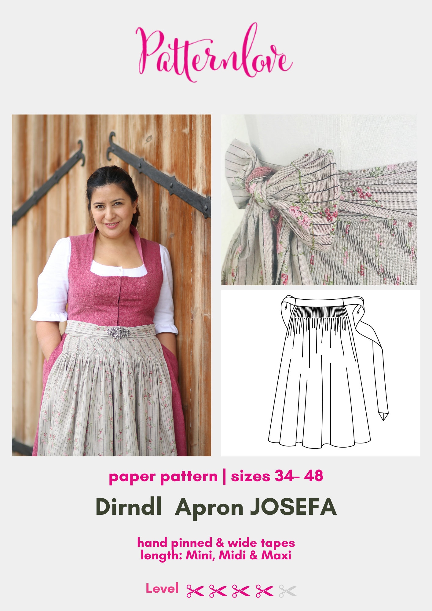 Dirndl Apron Pattern, Sewing Pattern, Austrian Dress, Xl Dirndl, 8 ...