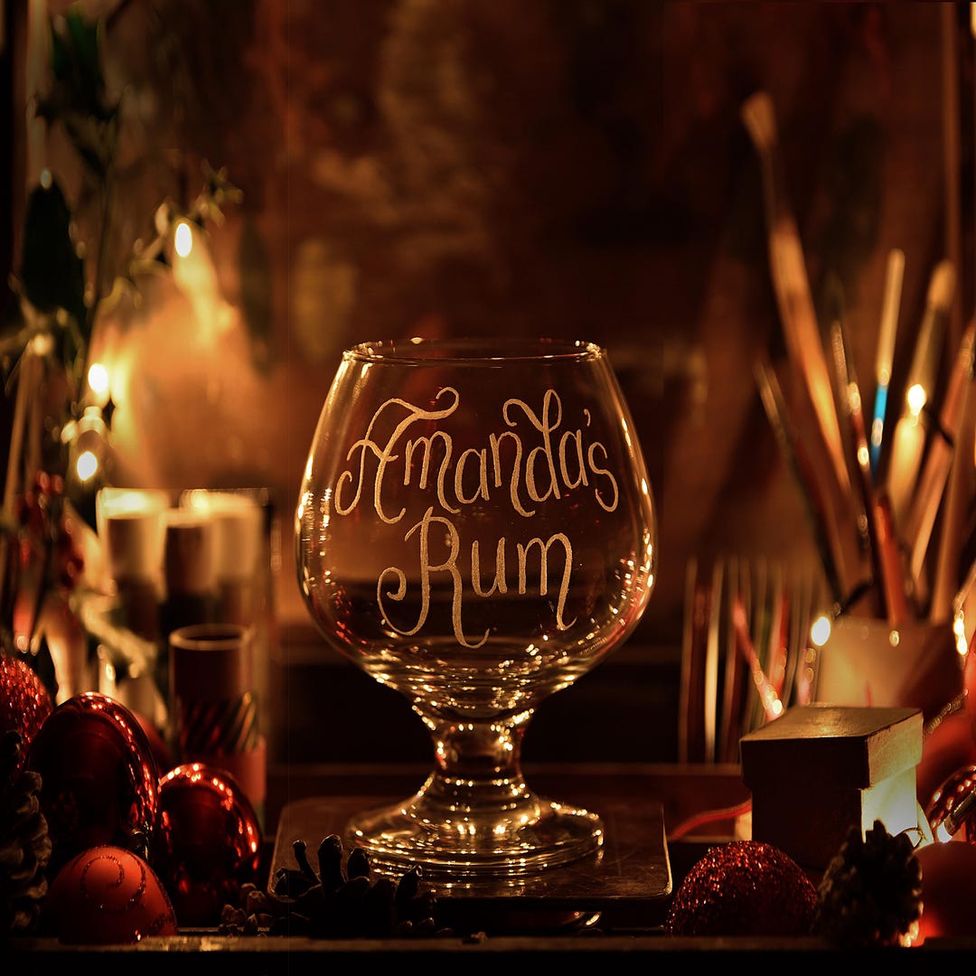 Rum Glass Gift Personalised, Christmas Spiced Rum Glass, Spirit Drinker ...
