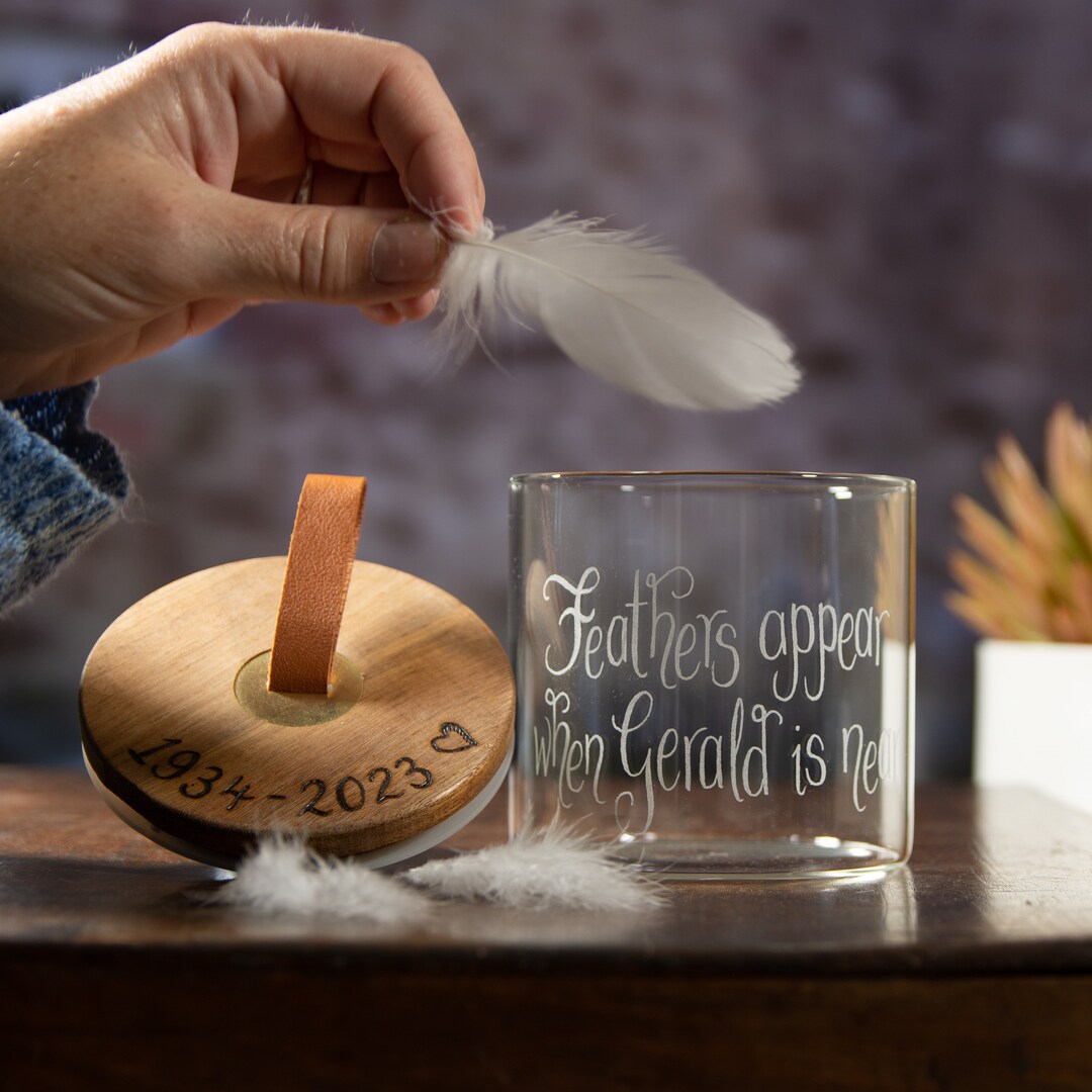 Personalized Feather Memorial Jar: Bereavement Gift for Loss - Etsy