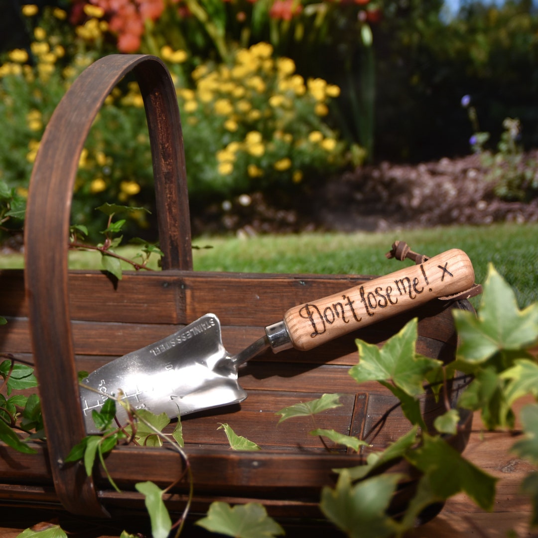Custom Engraved Garden Trowel Gift: 'don't Lose Me!' Hardwood and ...