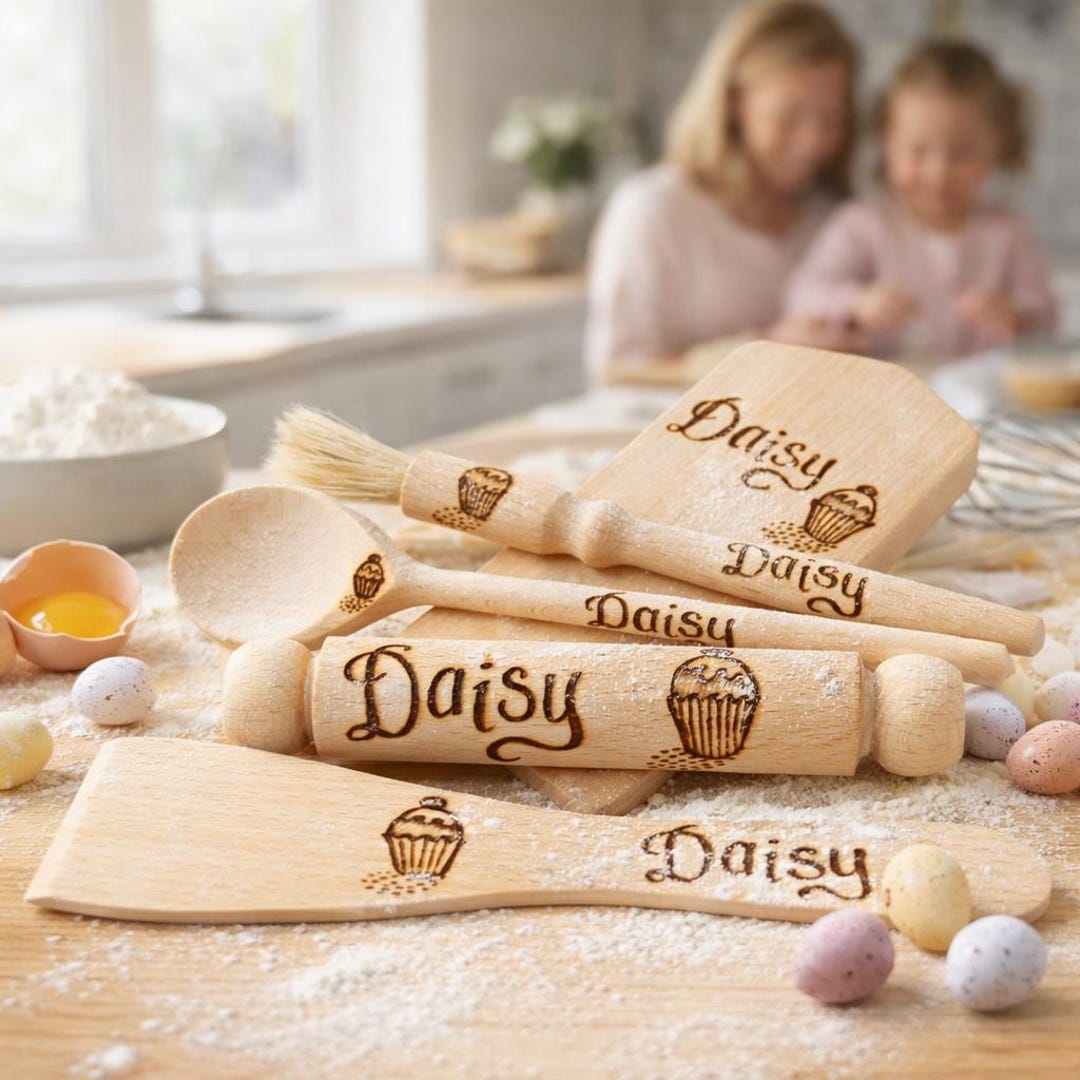 Personalised Mini Wooden Baking Set: Children's Gift Cooking Toys - Etsy