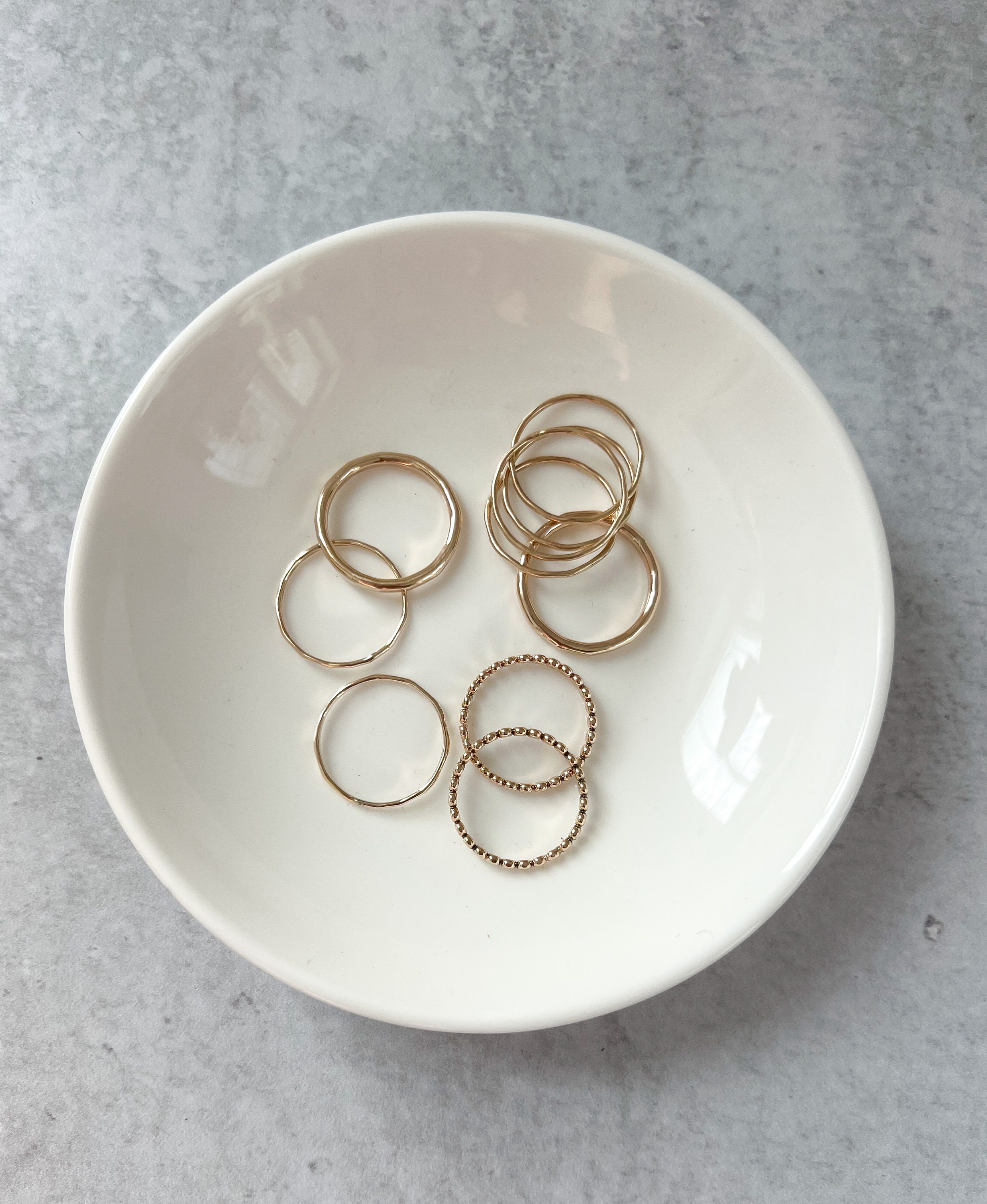 Stacking Rings Thin Hammered Band Skinny Hammered Ring Set of Rings ...