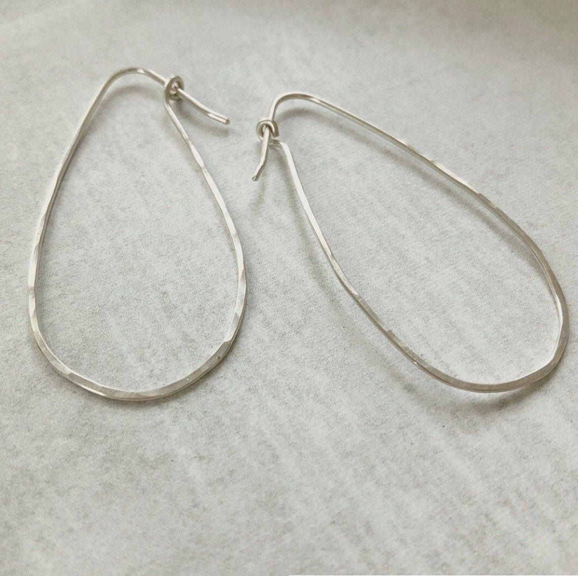 Hammered Oblong Hoops, Silver or Gold - Etsy