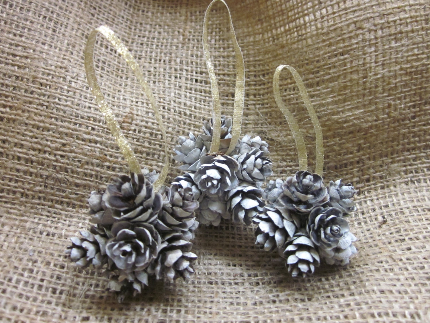 Frosted Mini Pine Cone Ball Ornament Set, Country Christmas Tree ...