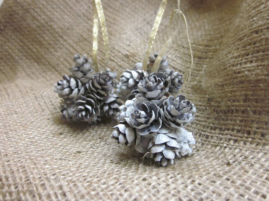 Frosted Mini Pine Cone Ball Ornament Set, Country Christmas Tree ...