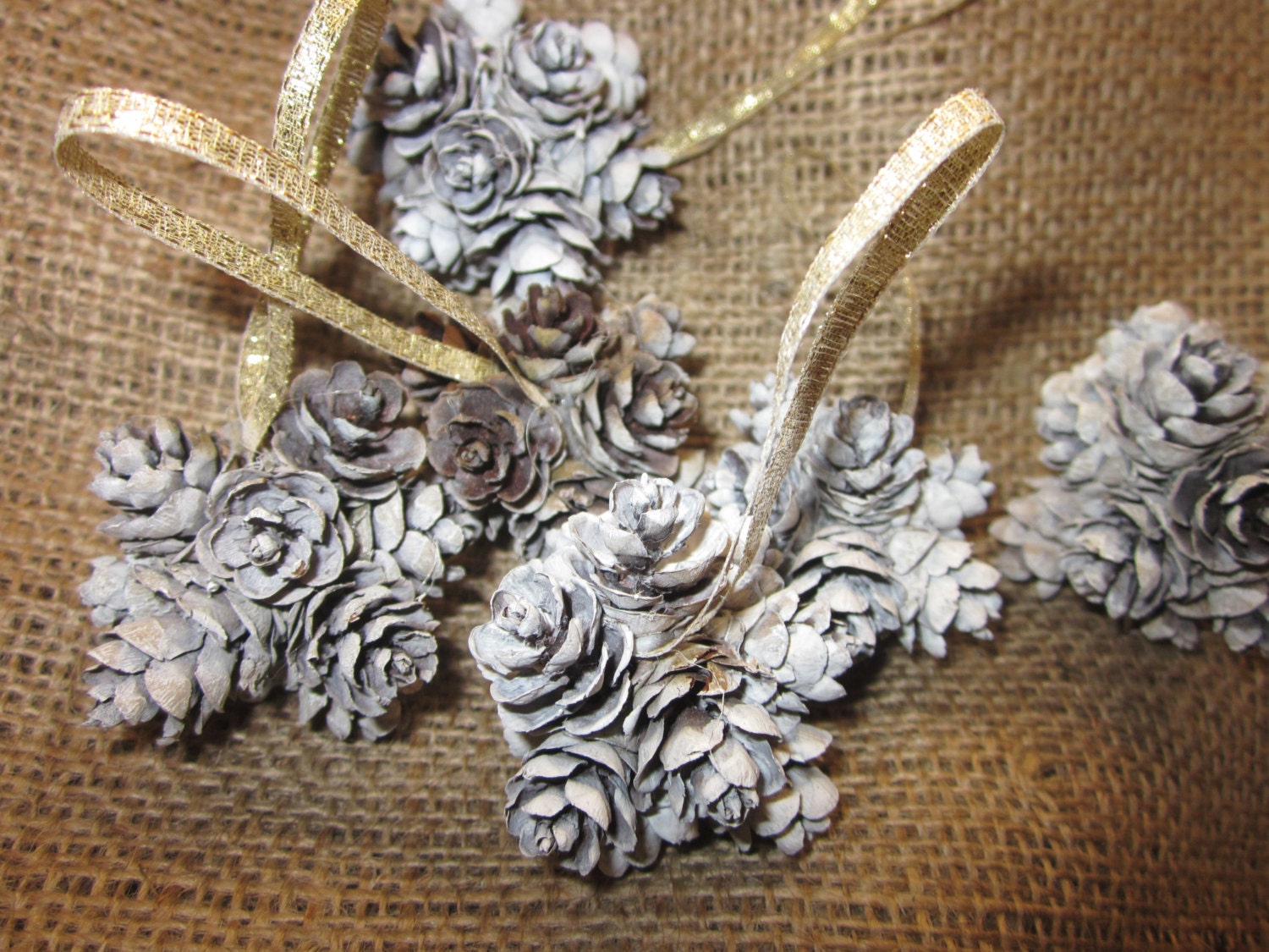 Frosted Mini Pine Cone Ball Ornament Set, Country Christmas Tree ...